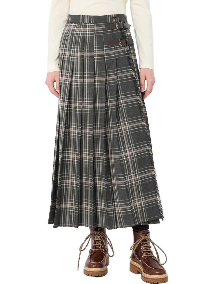 MAX MARA prisma plaid pleated midi skirt
